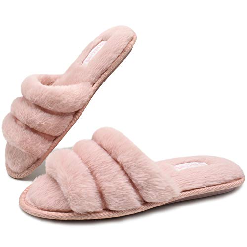 ONCAI Slides-for-Women-Fuzzy-Women’s-Fluffy-House-Slippers Slip-on Soft ...