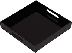 Amazon.com: Glossy Black Sturdy Acrylic Serving Tray with Handles ...