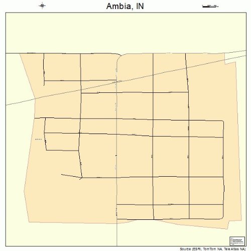 Large Street & Road Map of Ambia, Indiana IN - Printed poster size wall ...