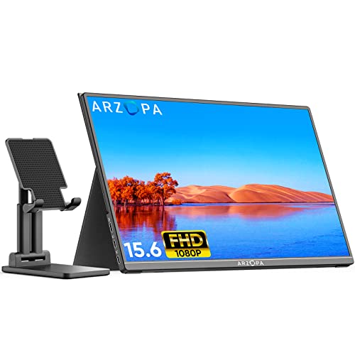 ARZOPA Portable Monitor & Tablet Stand, 15.6'' 1080P FHD Laptop Monitor ...