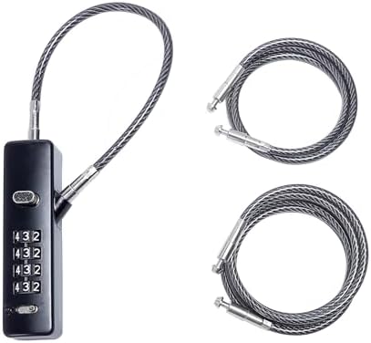Cable Locks with Combination, Steel Cable Rope 4-Digit Combination Lock ...