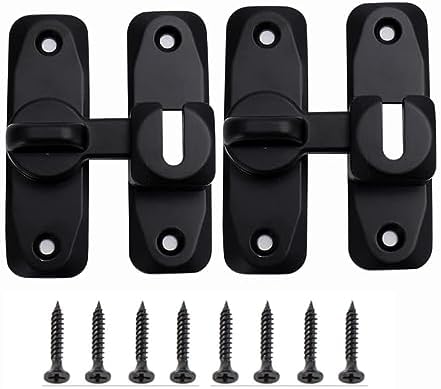 Sliding Bolt Locks,（Black） 90 Degree Heavy Duty Carbon Steel Bar Door ...