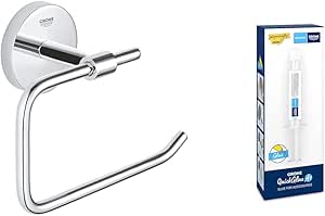 GROHE Start Cosmopolitan QuickFix Toilet Roll Holder without Cover & QuickGlue A1 (Metal ...