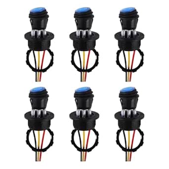Amazon.com: 6pcs Round Rocker Switch with Shell DC12V Blue LED Rocker ...