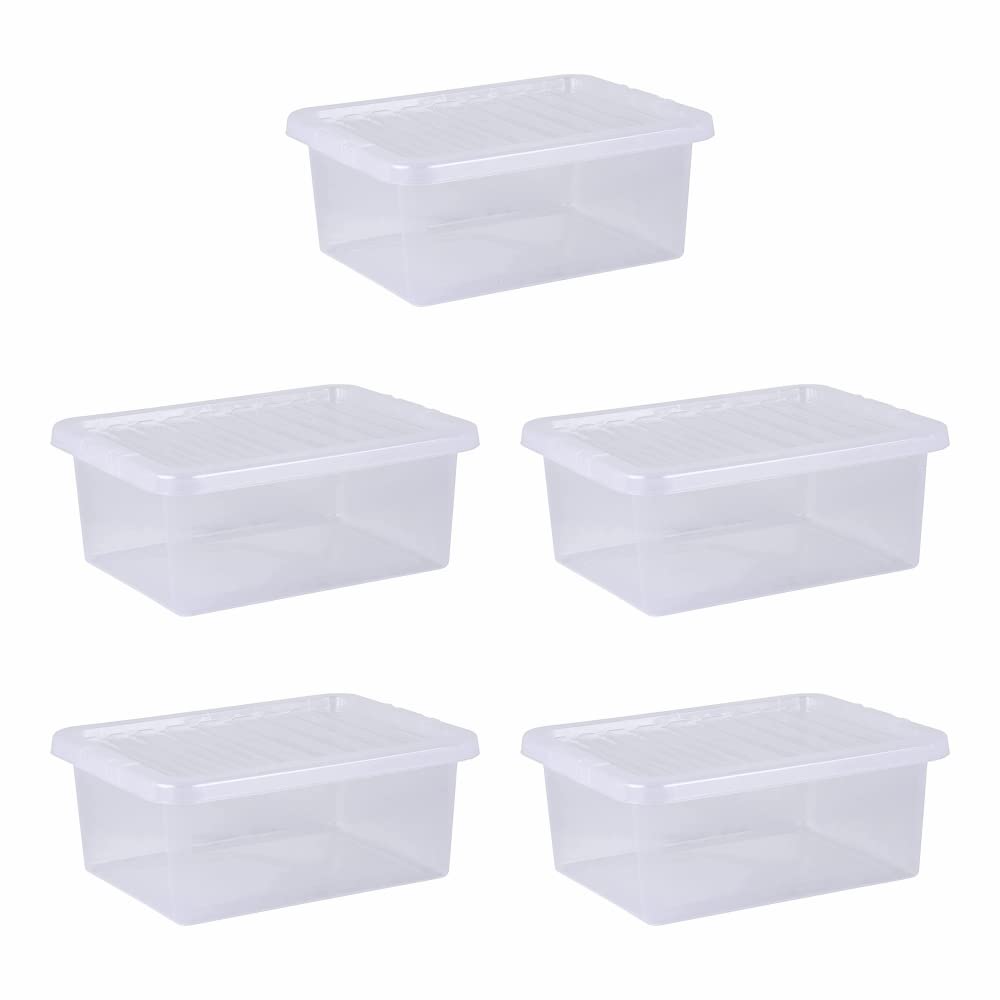 TENLITE [𝐏𝐚𝐜𝐤 𝐨𝐟 𝟓] Large Plastic Storage Boxes with Lids | Clear ...