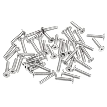 uxcell M3-0.5 x 14mm 50Pcs Flat Round Head Screws 304 Stainless Steel Phillips Drive Machine ...