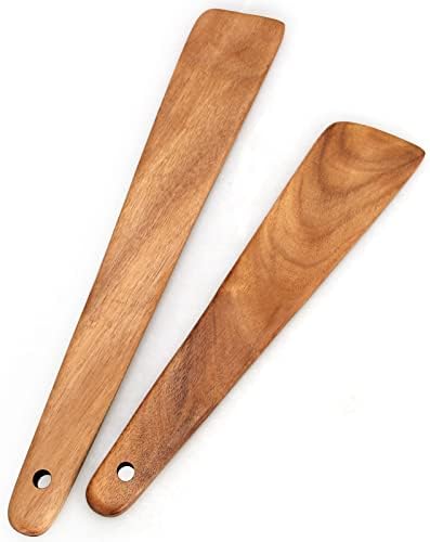 Amazon.com: Skinny Wooden Spurtle, Natural Teak Bread Spatula for ...