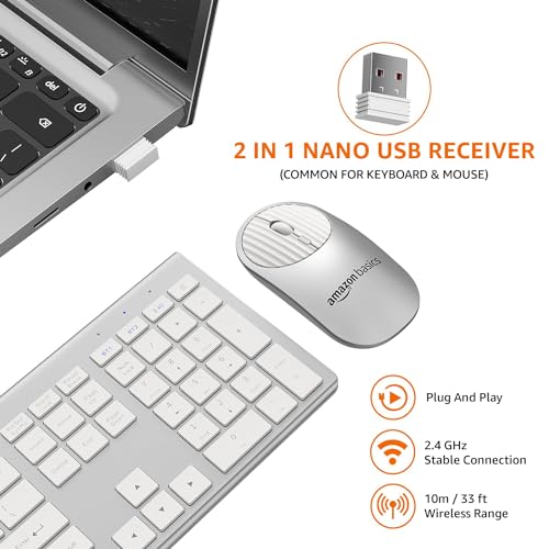 Amazon Basics Wireless Rechargeable Dual Connectivity Keyboard and ...
