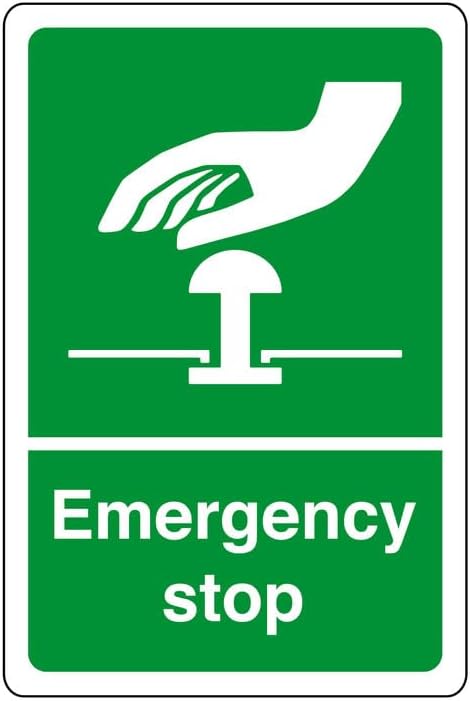 Emergency stop - safety sign - 1.2mm Rigid plastic for indoor/outdoor ...