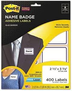 Amazon.com : Post-it Name Badge Labels with Border (400 Per Pack ...
