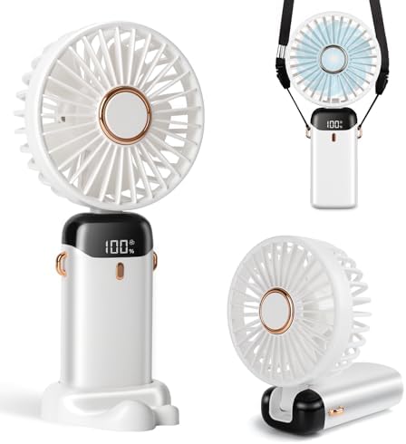 Amazon.com: Foldable Portable Fan with LED Display, 3000mAh Battery ...