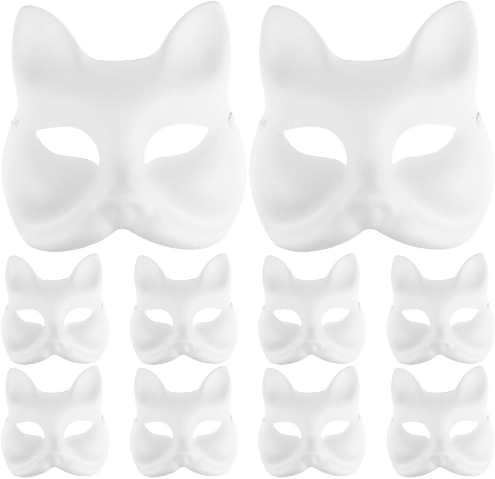 Amazon.com: Sealhuan 10PCS Therian Masks Fox Mask White Blank Masks to ...