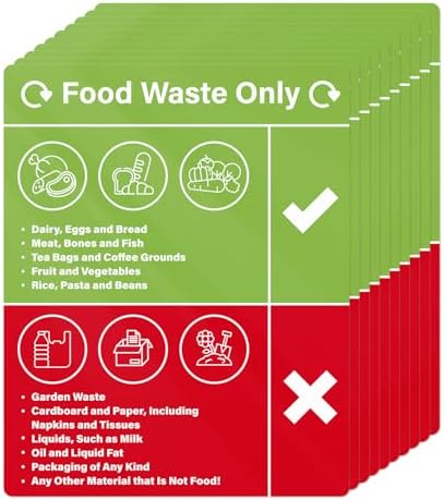 Amazon.com: YIKIADA 10 Pack Food Waste Only Sign 10 × 8 Inches Vinyl ...