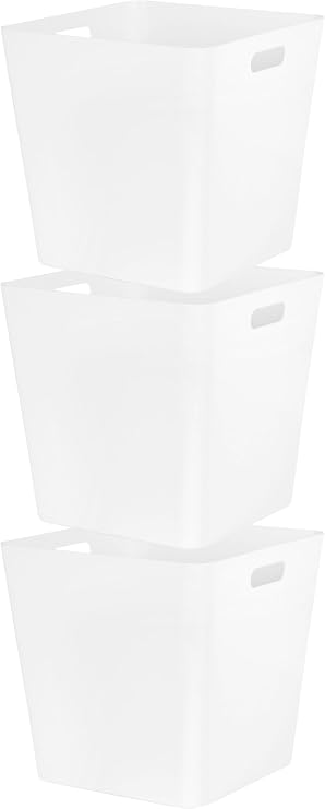 Pack of 3 - Plastic Storage Cube Shelf Basket Home Office Organisation ...