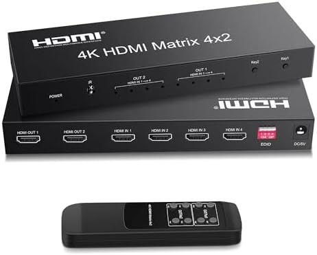 Amazon.com: 4K 2x4 HDMI Matrix Switch, 2 in 4 Out Matrix HDMI 2.0 Video Switcher Splitter ...