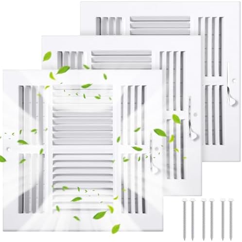 VIHOSE 3 Pcs 10 x 10 Inch 4 Way Air Vent Cover for Home Ceiling or Wall ...