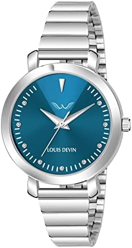 LOUIS DEVIN Stainless Steel Analog Women Watch (Black Dial Silver ...