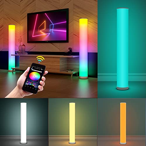 2 Pack Corner Floor Lamp，LED Floor Lamp with Smart APP, Button Control ...