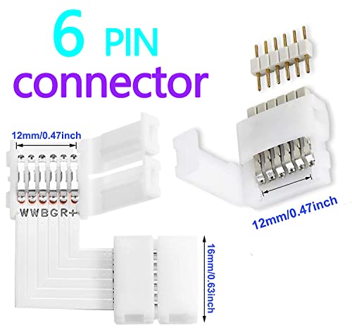6Pin LED Strip Connector Kit,Include 5 PCS 6-Pin to Cut-End Connector,5 ...
