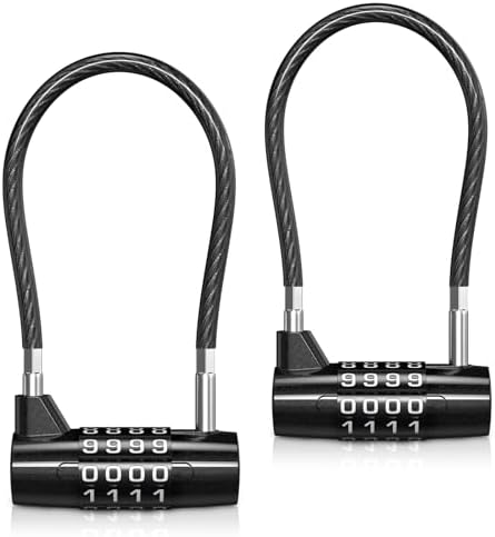 AMIR 2 Pack Combination Padlock, 4 Digit Combination Lock Outdoor ...