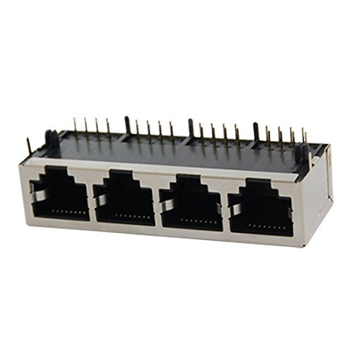 OROOBA® 1x4 Ports RJ45 Modular PCB Jack Network 59 8P LAN Connector ...