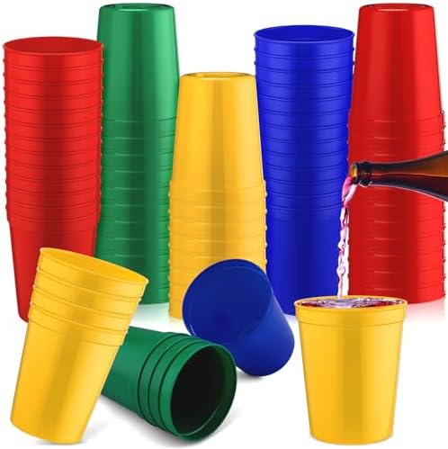 Amazon.com: Nitial 80 Pcs Party Cups Colored Plastic Cups Stadium 16 oz ...