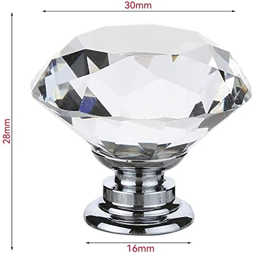 Mnixy 10 x 30mm Clear Cut Crystal Glass Door Handles Kitchen Cabinet ...