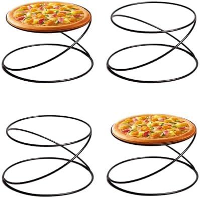 Amazon.com: HPC DECOR Set of 4 Black Metal Wire Pizza Pan Riser Stands ...