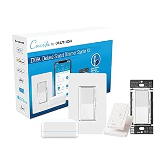 Amazon.com: Lutron Deluxe Diva Smart Dimmer Kit for Caseta Lighting w/ Hub and Pico Remote ...