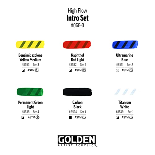 Golden Artist Colors, High Flow Acrylics, 6-Color Intro Set, Acrylic ...