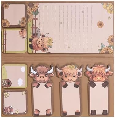 Amazon.com : Neptniopllab 8 Packs Lovely Highland Cow Sticky Notes, 240 ...