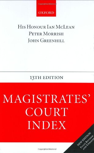 Magistrates' Court Index: Amazon.co.uk: McLean, Ian, Morrish, Peter ...