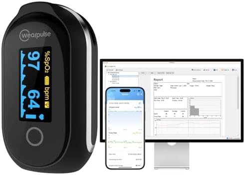 Continuous Pulse Oximeter Fingertip, Built-in Storage for 8*10 Hours ...