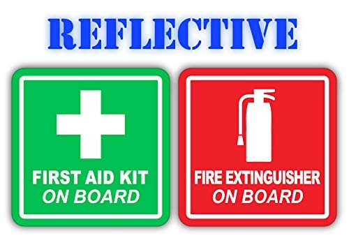 (x1 of Each) 3M Reflective Fire Extinguisher/First Aid Kit on Board ...