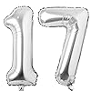 Amazon.com: Large Silver Number 17 Balloon, Foil Number 1 and 7 Helium ...