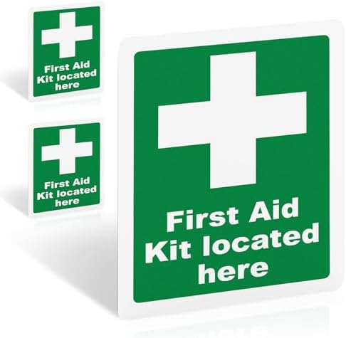 3 Pack First Aid Kit Located Here Sign 200mm x 150mm – Self-Adhesive ...