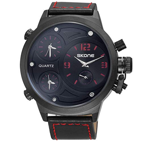 Skone Watches 9423E-1 Quartz Movement, IP Black Alloy case, Mineral ...