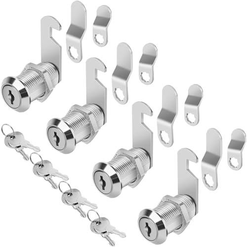Cylinnda Lock Set, 4 Pack 1-1/8" Cabinet Keyed Alike Locks, Zinc Alloy ...