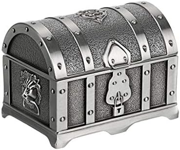 Amazon.com: Vintage Metal Jewelry Chest Treasure Trinket Box, Gem ...
