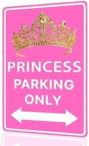 Amazon.com: Princess Parking Only Metal Sign, Pink Crown Design, 8x12 ...