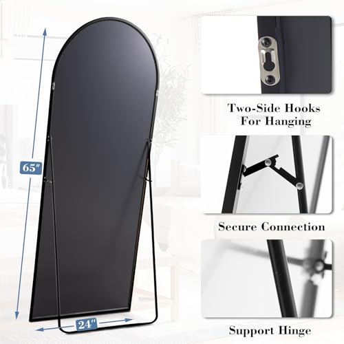 DUMOS Arched Full Length Floor Mirror, 65"x24" Full Body Standing ...