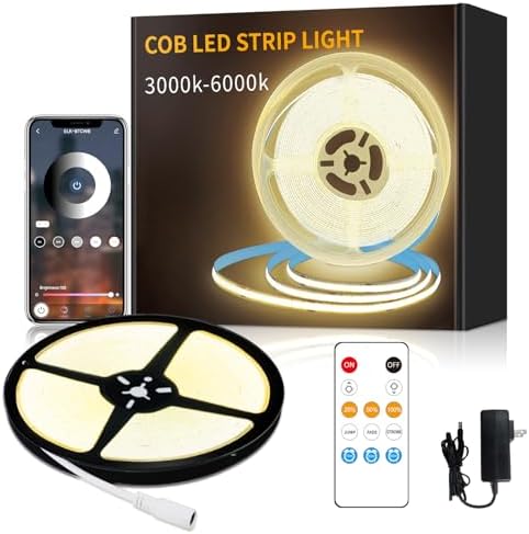 Amazon.com: Yeewhale COB LED Strip Lights 100ft,3000K DC 24V Dimmable ...