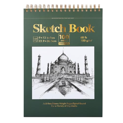 Ddaowanx 9" x 12" Sketch Book, 100 Sheets Spiral Bound Art Sketchbook ...