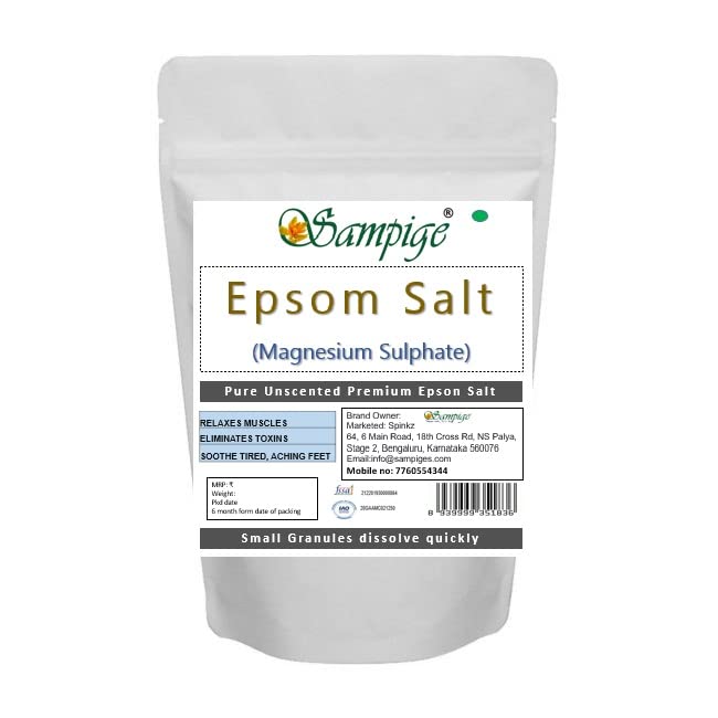Sampige Epsom Salt Powder 900 Gram Epsom Bath Salt, For Muscle Relief ...