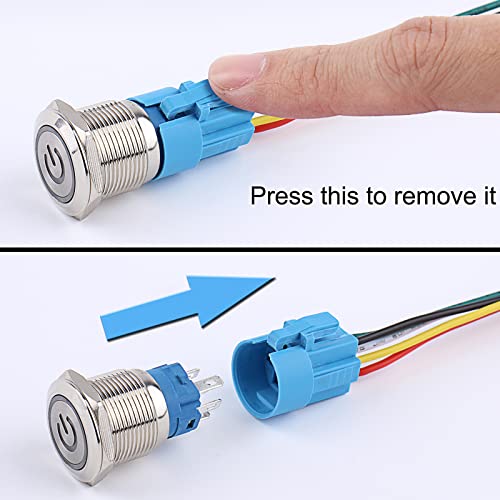 Snapklik.com : DMWD 2PCS 19mm Latching Push Button Switch 12V-24V On ...