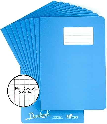 Durabook A4 10mm Squared & Margin Light Blue Exercise Books, Pack of 10 ...