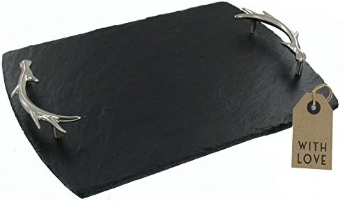 Artesà Slate Serving Platter Tray with Copper Finish Handles, perfect ...