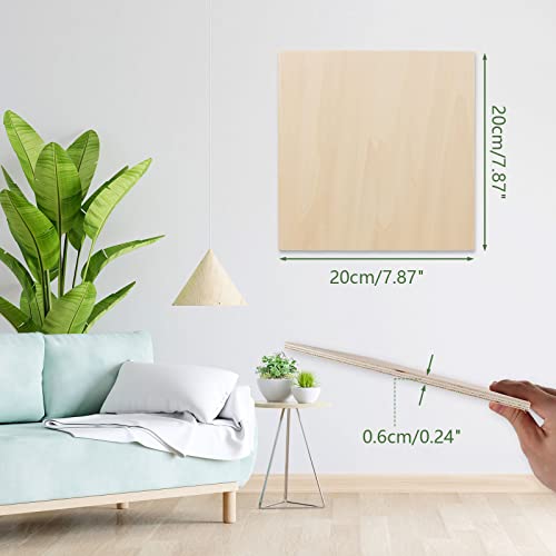 CYEER 12 Sheets 200 x 200 x 6mm Plywood Sheets, 8 Inch Square Plywood ...