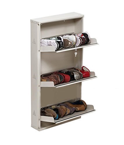 GRAZIA Powder Coated 21" 3 Door Steel Shoe Rack - Full White : Amazon ...