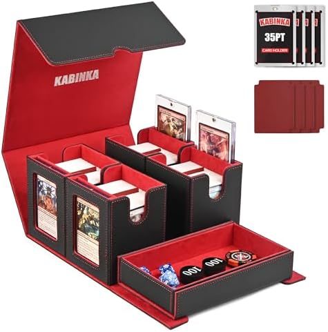 Card Deck Box with Commander Display, 5 in 1 Trading Card Storage Box ...